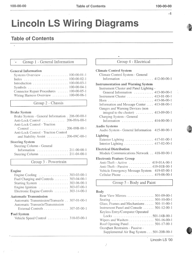 2000 Ford Lincoln LS Factory Electrical Wiring Diagrams